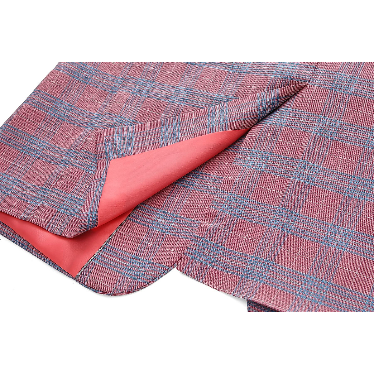 MOGU Men's Slim Fit Plaid Suit Set Checkered Sport Coat Blazer, Vest and Pants - Each Sold Separately for Wedding, Prom & Party Pink Size 36 Chest