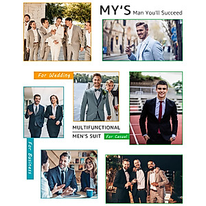 MY'S Men's Blazer Vest Pants Set, Solid Party Wedding Dress, One Button Jacket Waistcoat and Trousers, 3 Piece Slim Fit Suit with Tie Black