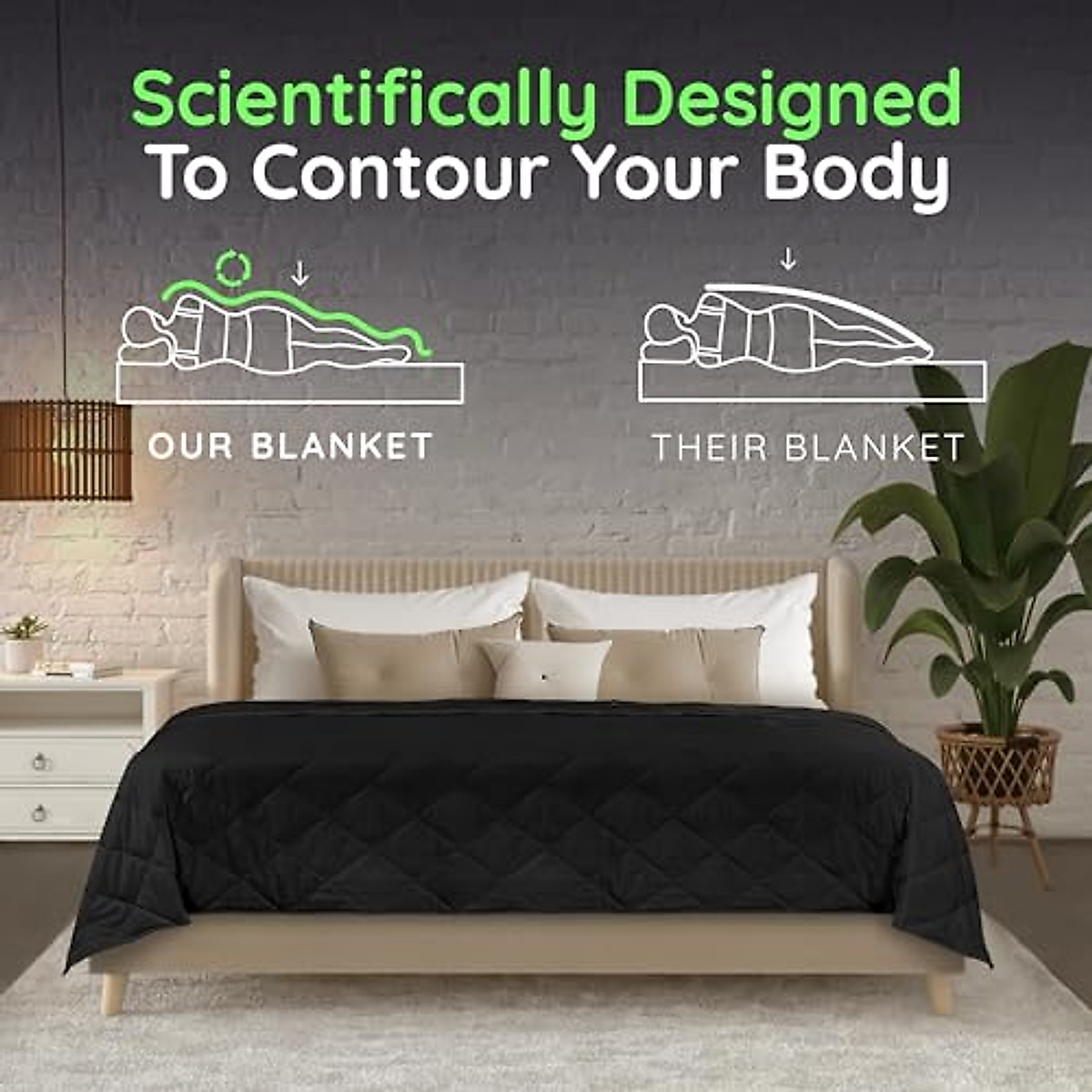 Homesmart Weighted Blanket King Size 30 lbs, (Medium Weight), Black 104x92, Oversized Weighted Blanket, Fits Standard and California King Beds