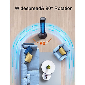Delvit Tower Fan，90° Oscillating Fan with 12 Speeds, 4 Modes, Night Light, 12H Timer, LED Display，28db Quiet Portable Bladeless Fan Remote control for Bedroom, Living Room & Office