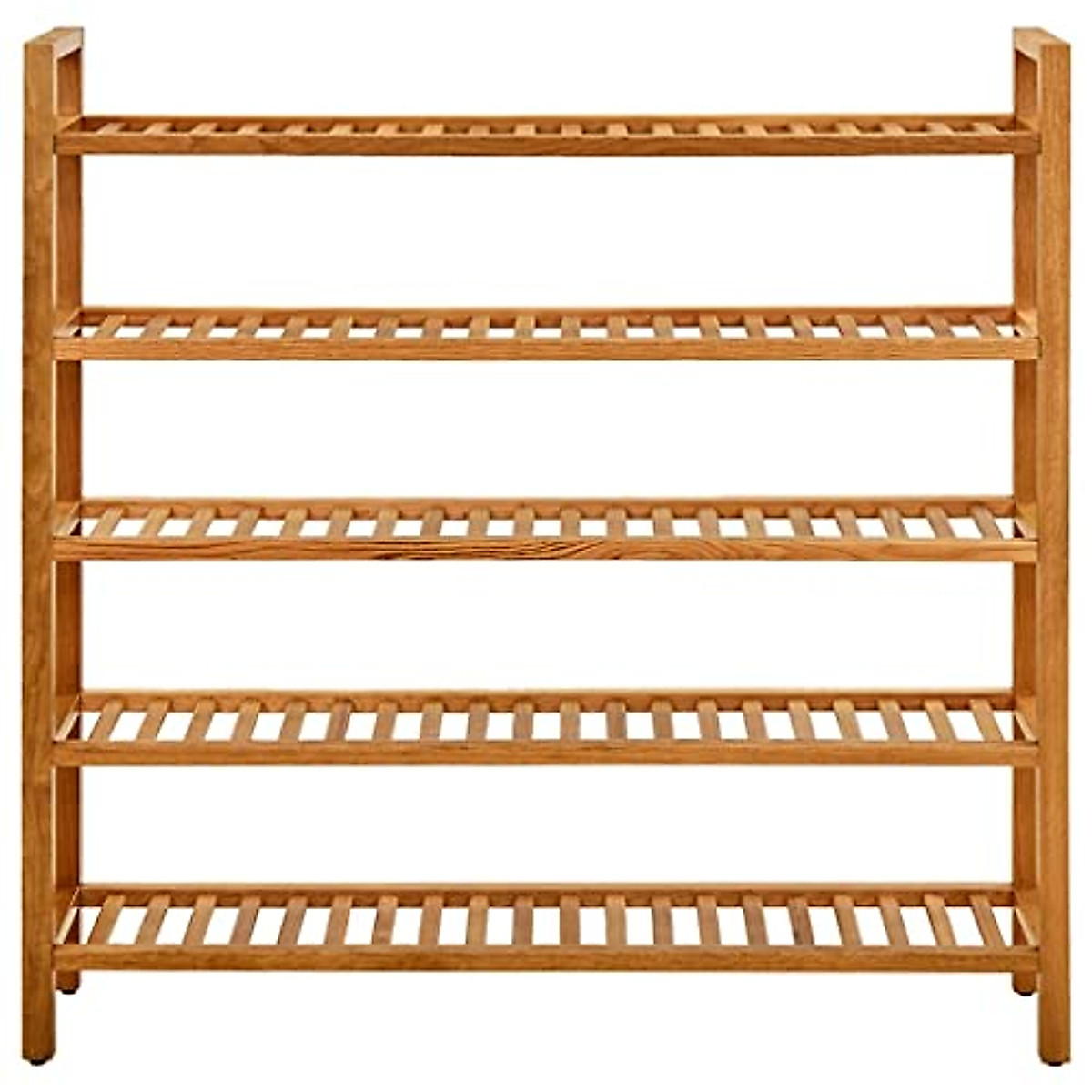 vidaXL Solid Wood Oak Shoe Rack Wooden Garden Home Indoor Clothing Wardrobe Storage Rack Organizer Stand Furniture with 5 Shelves 39.4"