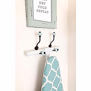 Liberty Black Coat and Hat Hook with Aqua Blue Ceramic Melon Knob Accents