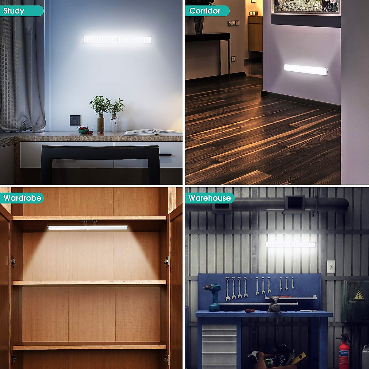 YIGER 78 LED Closet Lights (2 Pack), Under Cabinet Lighting, Rechargeable LED Night Light, Motion Activated. Ideal for Closet, Cabinet, Kitchen,Wardrobe,Cupboard,Hallway,Pantry,etc
