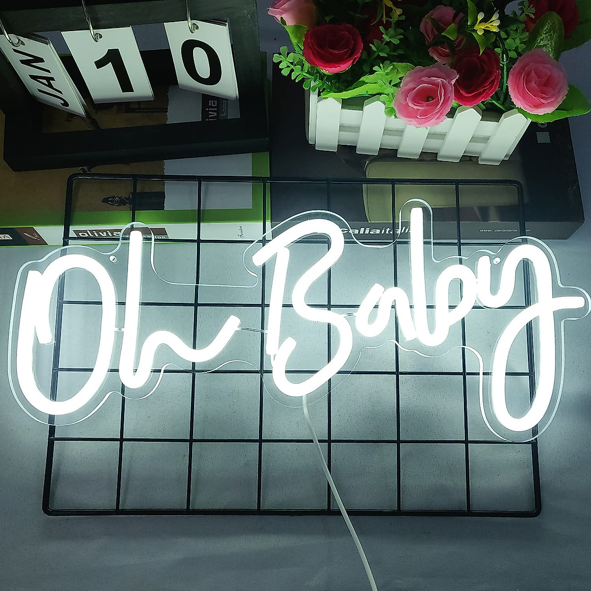 Oh Baby Neon Sign for Wall Decor Dimmable White Reusable Oh Baby Led Sign Oh Baby Light Up Sign Oh Baby Neon Sign for Backdrop Baby Shower Decorations,Birthday Party,Wedding Decor Christmas Gift