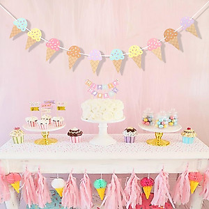 Ice Cream Happy Birthday Banner - Ice Cream Birthday Party Decoration,Summer Birthday Banner,Ice Cream 1st Birthday Banner,Ice Cream First Photo Props