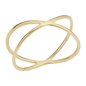 KoolJewelry 14k Yellow Gold Minimalist Criss Cross X Knuckle Ring, Size 9