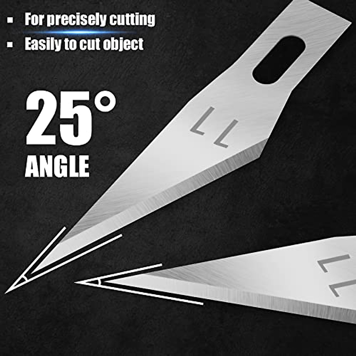 JTIEO 60 PCS Exacto Knife Blades High Carbon Steel #11 Replacement Hobby Blade Hobby Knife Blades Refills Art Blades with Storage Case Exacto Blade for Art, Craft, Scrapbooking, Stencil