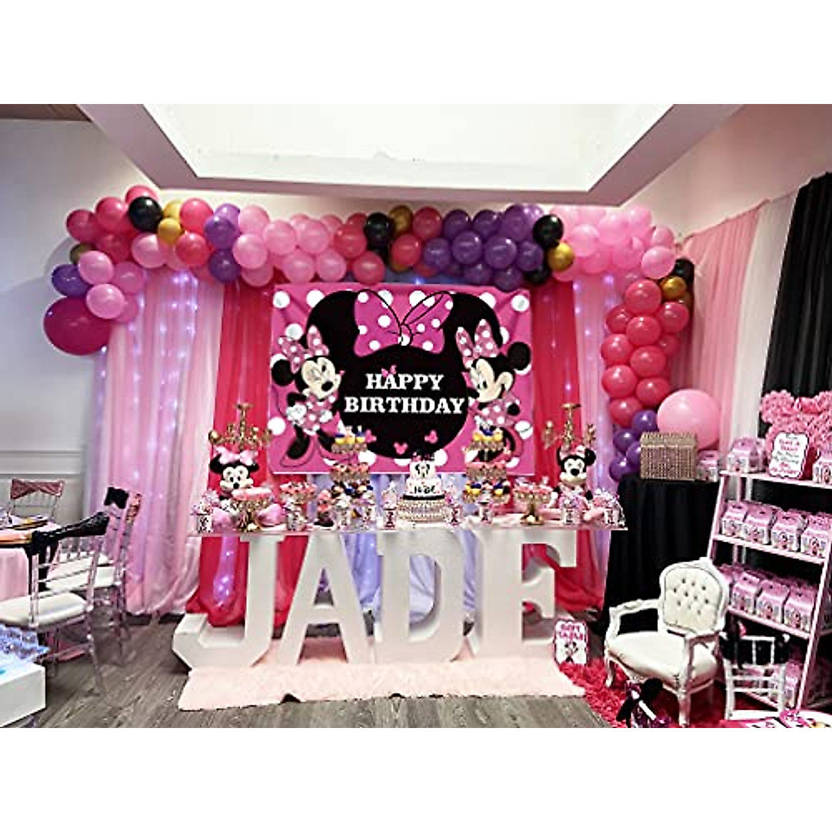 GCH Cartoon Photography Backdrop Girl 1st Birthday Background Princess Girls Hot Pink Decoration for Kids Baby Shower Party Supplies Banner Studio Props Customized Backdrops 7x5ft
