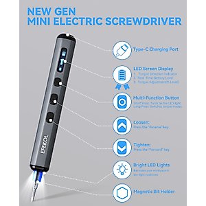 Mini Electric Screwdriver, 70 in 1 Precision Screwdriver Kit with 64 S2 Magnetic Bits, 5 Torque Levels, LED Screen Display, Rechargeable Power Screwdriver, Precision Work Set for Laptop Phone Watch