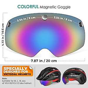 VICTGOAL Detachable Magnetic Bike Helmet Goggles Visor Especially Deisgned for VG110/VG112 Bicycle Helmet (Colorful)