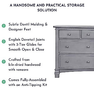 Evolur Santa Fe Double Dresser, Storm Grey