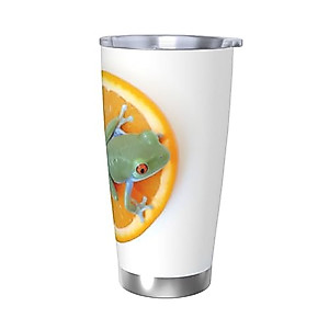 NHJKLWQSZ Peace Tree Frog 20oz Stainless Steel Tumbler With Lid And Straw, Double Wall Vacuum Insulated Coffee Mug Travel Cups Leak-Proof Lid For Hot And Cold Drinks, Metal Straws And Brush