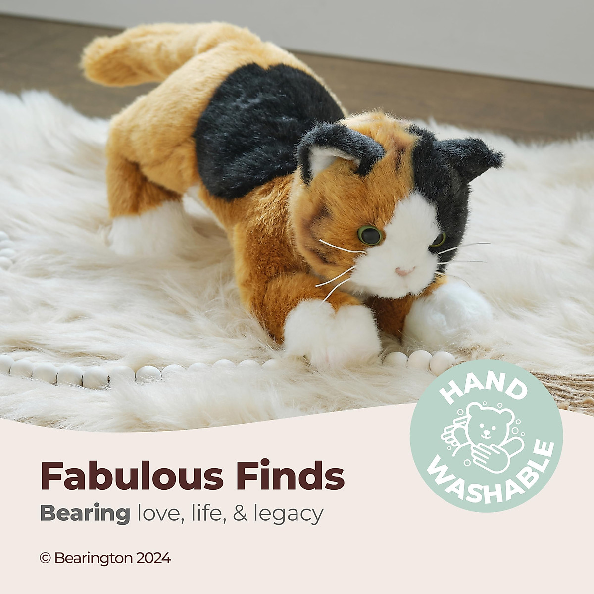 Bearington Collection Lil’ Tabby Cat 8 Inch Stuffed Cat - Orange Cat Plush - Orange Tabby Cat Stuffed Animal