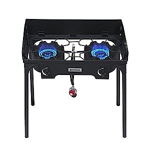 Camplux Outdoor Stove Double Burners Propane Stove 260,000 BTU/Hr Gas Cooker for Outdoor Cooking