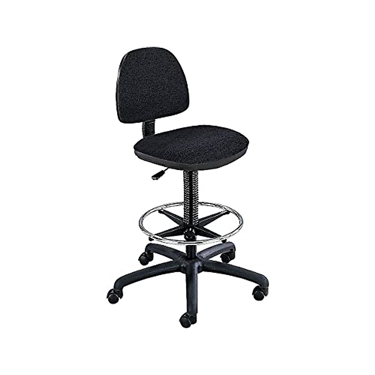 Safco 3401Bl Precision Extended Height Swivel Stool W/Adjustable Footring Black Fabric