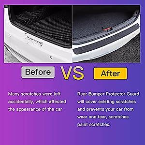 GZRUICA Rear Bumper Protector Guard Trunk Rubber Protection Strip Rubber Scratch-Resistant Trunk Door Entry Guards Car Accessory for SUV/Cars - Universal Sports Full Black with Full 3M Tape Pack-1