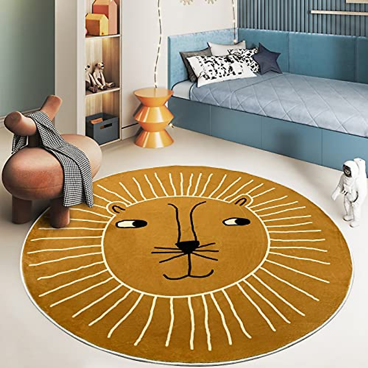 USTIDE Large Lion Play Mat 5.2ft, Super Soft Animal Kids Carpet Round Boys Girls Bedroom Rug Nursery Rug Kids Rug