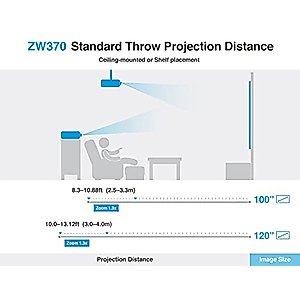 Optoma ZW370 WXGA Professional Laser Projector | Compact Design & Bright 3700 lumens | DuraCore Technology, Up to 30,000 Hours | Network Control | Quiet Operation | 10W Speaker Built in