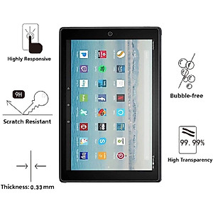 EC-Touch [3-Pack] Screen Protector for Fire HD 8 (Only 2018/2017 Release,8th/7th Generation) 9H Hardness Clear Anti-Scratch Bubble Free Tempered Glass,Not fit Amazon Kindle Fire HD8 2020(Clear)