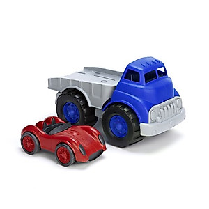 Green Toys Flat Bed Truck Blue/Grey & Race Car Red, 12 months - 6 years