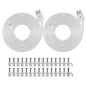 Onite 2-Pack Extended Reach Charging Cables (20FT) for Wyze Cam, Blink Mini, KasaCam, SimpliSafe, Eufy, YI - Security Camera Power Cord (Not for Wyze Pan v3)
