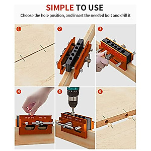 Self Centering Dowel Jig Kit,Drilling Guide Bushings Set Aluminum Alloy Anodized 4 Holes Drill Positioner Puncher Locator Joints Tool For Woodworking