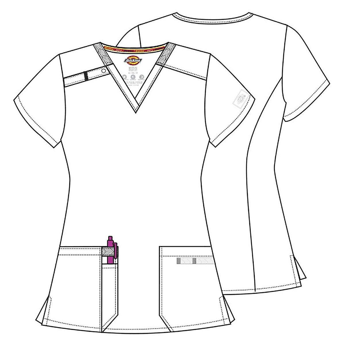 Dickies EDS Essentials Scrubs, V-Neck Womens Tops with Four-Way Stretch and Moisture Wicking DK615, M, Hot Pink