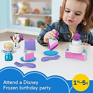 Fisher-Price Disney Frozen Little People Toddler Toy Playset, Elsa Olaf & Friends 4 Figures and 10 Party Play Pieces for Pretend Play