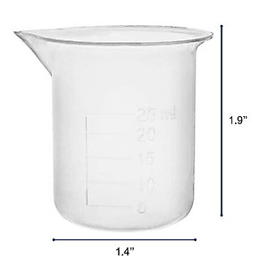 EISCO - Plastic Beaker, 25ml - Polypropylene Plastic - Raised Graduations, Tapered Spout - Euro Design