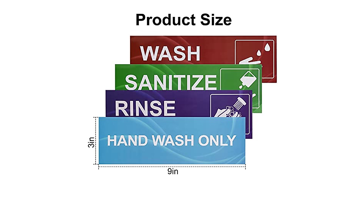 Worcest Wash Rinse Sanitize Sink Labels - 4 Pack