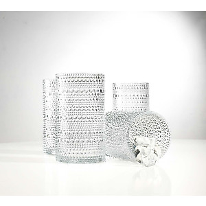 Glaver's Hobnail Drinking Glasses, Set of 4 Clear Vintage Beaded Glass Cups, 15 Oz. Cocktail Drinking Glassware Set, For Water Juice, Smoothies. Home, Dinner, Bar uses.