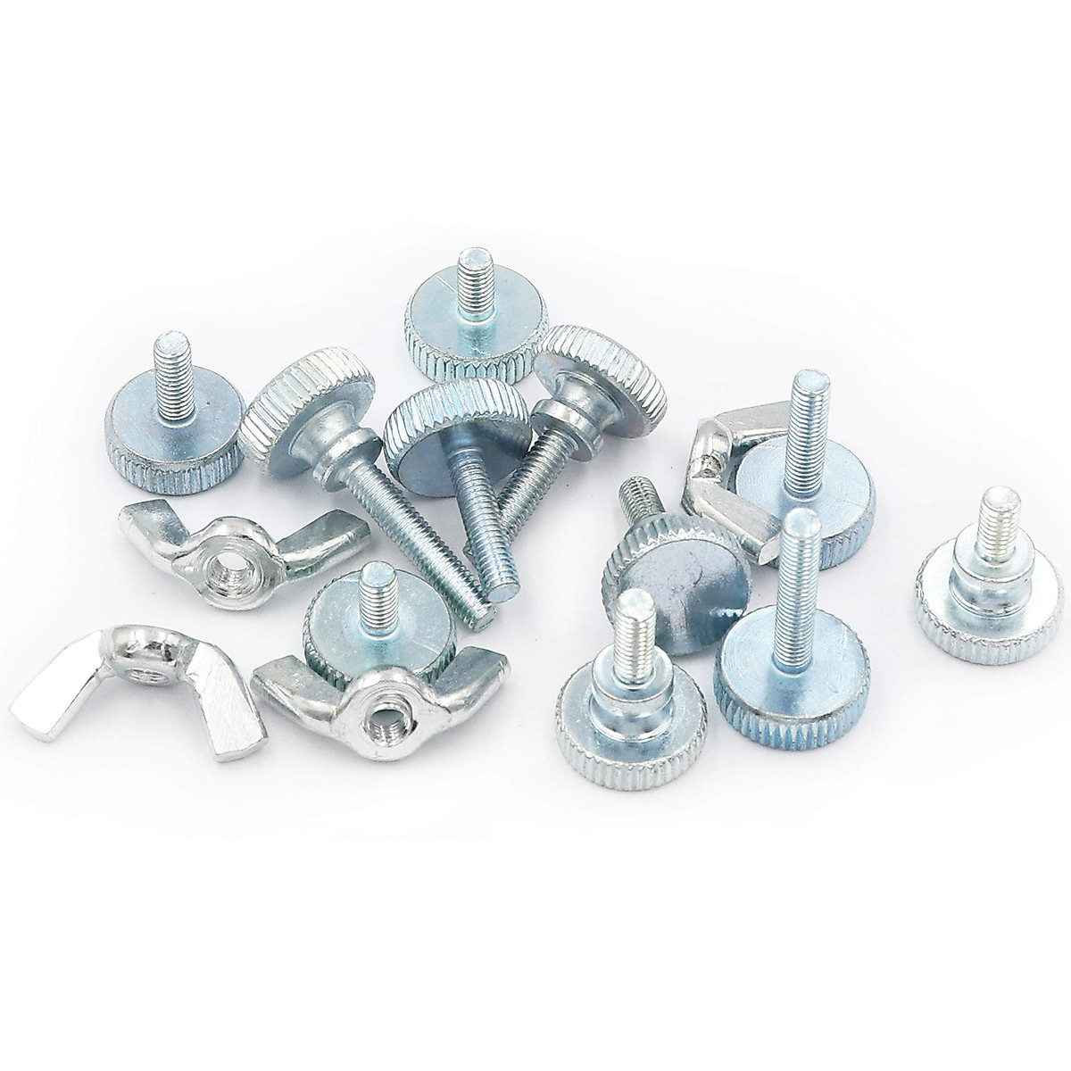 LBY 80pcs Knurled Hand Screw, M3 Flat Knurled Head Fully Threaded Thumb Screws and Wing Nuts 9 Sizes Assortment Kit, Carbon Steel Galvanize