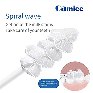 42 Pcs Baby Oral Cleaner [Upgrade Spiral Model] One-Time Baby Toothbrush for 0-36 Month Newborn Baby Oral Tongue Gauze Gum Cleaner