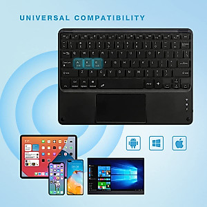 Bluetooth Keyboard with Touchpad Compatible with iOS/Android Windows, Ultra Slim 7-Colors Backlit Keyboard, Build in Trackpad Wireless Keyboard for iPhone/IPad/IPad Pro/Mac, Samsung Tablets, Laptop