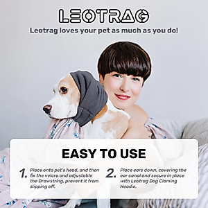 LEOTRAG Dog Calming Hoodie, No Flap/Shake Ear Wraps for Dogs, Adjustable Dog Ear Muffs for Noise Protection, Ear Wrap Head Cover for Dog Head Warp Anxiety Relief, Hematoma, Grooming and Force Drying