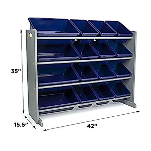 Humble Crew Toy Storage Organizer, Grey/Navy & Book Organizer Kids Bookshelf, Grey/Navy