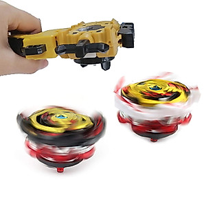 Speder Bey Gyro Blades Launcher and Grip, Light Sparking Battling Burst String Launcher Gyro Left&Right LR Spin Top Compatible with All Bey Burst Series Battling (Gold)