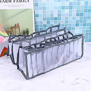 Cabilock 3PCS Underwear Storage Boxes Collapsible Closet Divider Nylon Grids Style for Bra Socks Ties Scarves Lingerie for Wardrobe Cabinet Organizer (Grey)