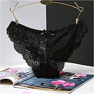 Kinple Womens Low-Waisted Brief Seamless Lace Bikini Elastic Cheeky Hipster Panties Ladies Comfortable Stretch Underwear Black
