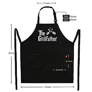 ALIPOBO Funny Grill Aprons for Men Dad - The Grillfather Apron - Funny Chef Cooking Grilling BBQ Apron with 2 Pockets - Birthday Father's Day Christmas Gifts for Dad, Step Dad, Father in Law, Husband