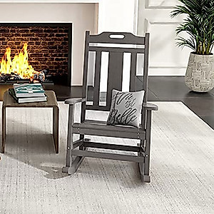 PolyTEAK Porch Rockers Collection Poly Lumber Wood Alternative All Weather Modern Outdoor Rocking Chair for Patios, Porches, and Pool Side, Grey