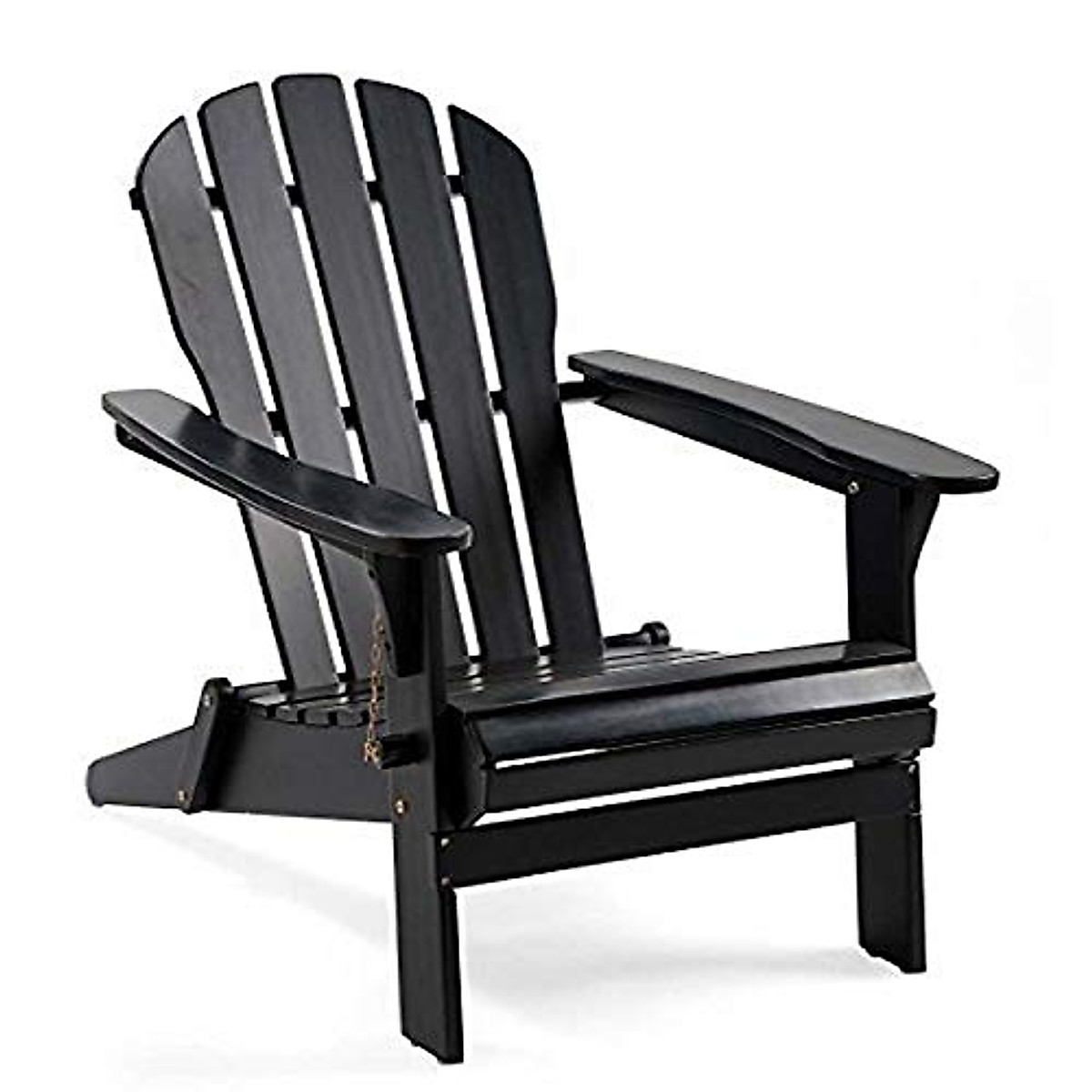 Plow & Hearth 62A80-BK Foldable Eucalyptus Adirondack Chair, Black