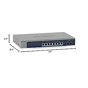 NETGEAR 10-Port Ultra60 PoE 10G Multi-Gigabit Ethernet Smart Switch (MS510TXUP) - Managed, with 8 x PoE++ @ 295W, 2 x 10G SFP+, Optional Insight Cloud Management, Desktop or Rackmount