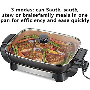 12x15" Nonstick Ceramic Electric Skillet - with Removable Pan, Adjustable Temperature, Reversible Design