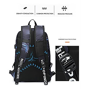 Blue Backpack Bookbag for High School, Travel Backpack with USB Port.