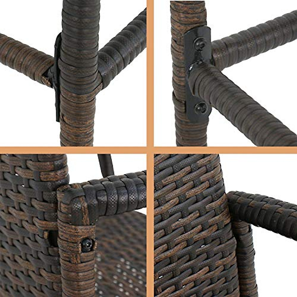 ZenStyle Set of 4 Rattan Style Barstool Brown Wicker Patio Bar Stool Indoor Outdoor with Footrest & Armrest