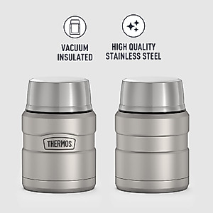 THERMOS Stainless King Vacuum-Insulated Food Jars, 16 Ounce and 24 Ounce, Matte Steel and Army Green