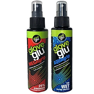 gloveglu MEGAgrip+ AQUAgrip Goalkeeper Glove Grip Spray Bundle. Contains gloveglu MEGAgrip 120ml + gloveglu AQUAgrip 120ml
