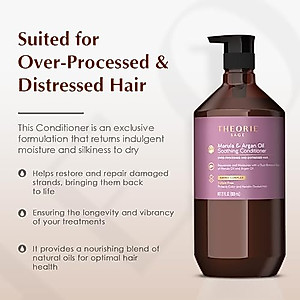 Theorie Marula and Argan Oil Soothing Conditioner - Rejuvenate & Moisturize - Suited for Over-Processed & Distressed Hair - Protects Color and Keratin Treated Hair, Pump Bottle 800mL