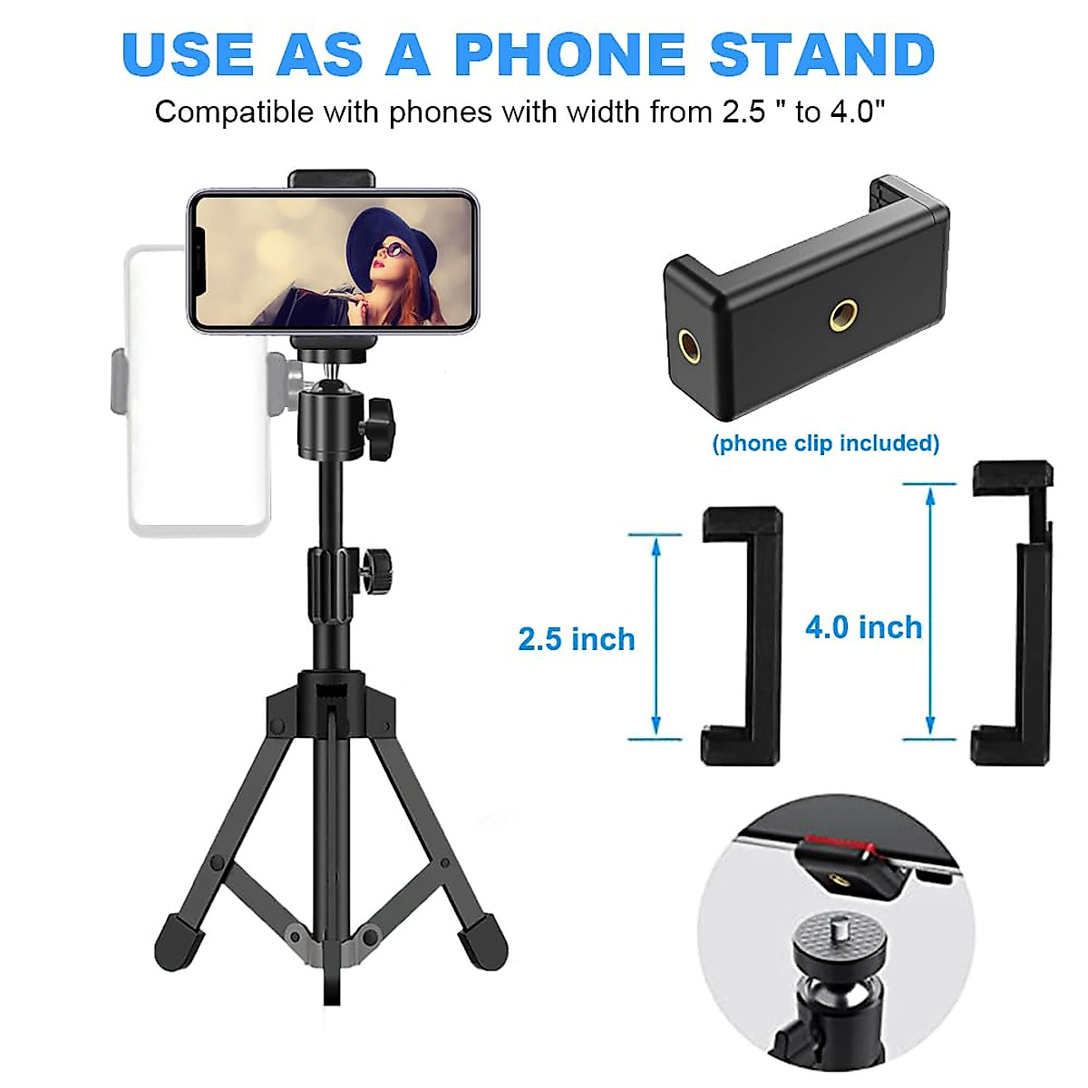 JCTRIWAY Mini Projector Stand,[Universal 1/4 Screw] Extendable Desktop Tripod Stand for Mini Projector/ Webcam/Camera